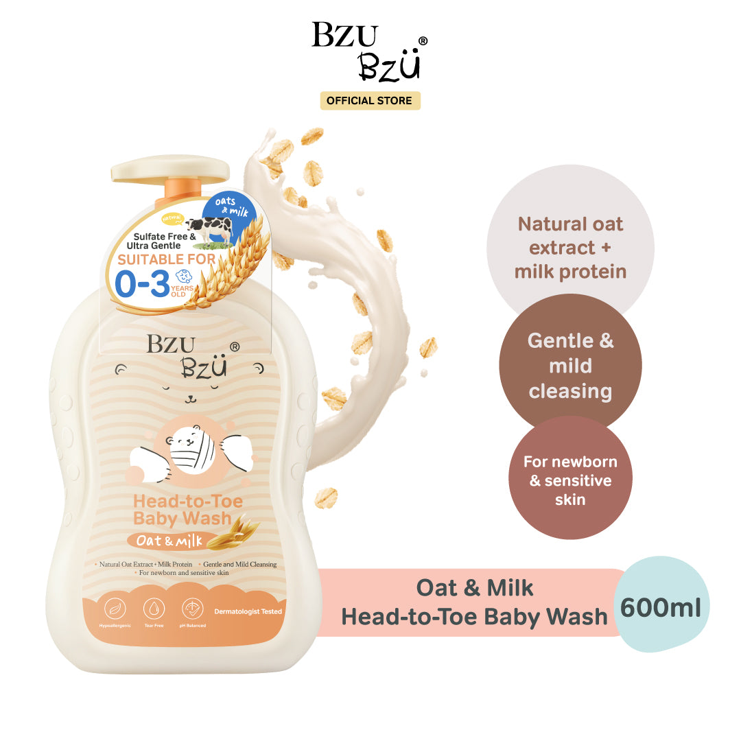 BZU BZU Head to Toe Baby Wash and Shampoo Oat & Milk, 600ml – BZU BZU ...