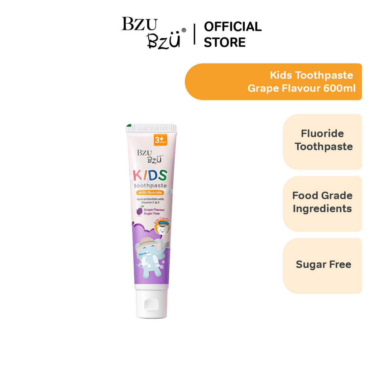 BZU BZU Kids Toothpaste Grape Flavour (50g) – BZU BZU Singapore